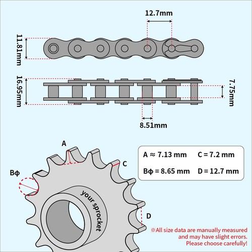 LT08B Roller Chain 20 Feet with 2 Connecting Links for Chain Driven ...