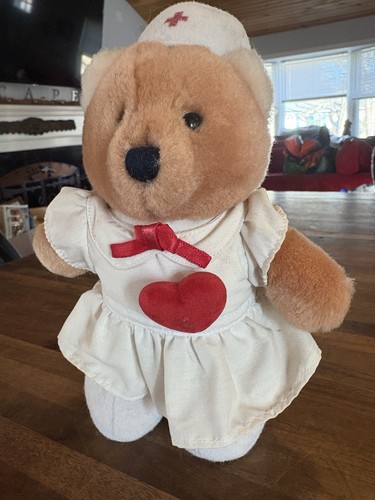 Vtg Dakin Nancy Bear Nurse #31-1380 Medical 8" Plush Animal Puffy Heart ...