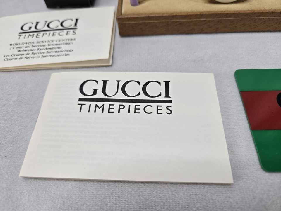 GUCCI 1100L Change Bezel Ladies Watch Quartz Dial Box Extra Bezels ...