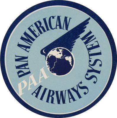#k294 (1) PAA Pan Am American Airways Airlines System Luggage Label ...