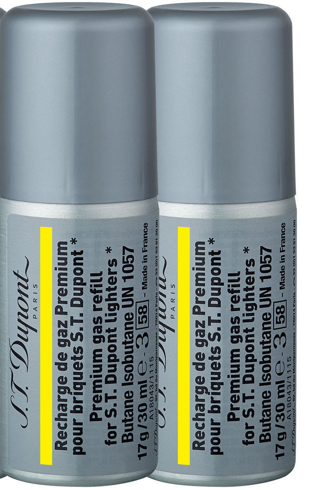 2 Cans S.T. Dupont Reusable Gold Yellow Butane Gas Use With Ligne 2 and ...