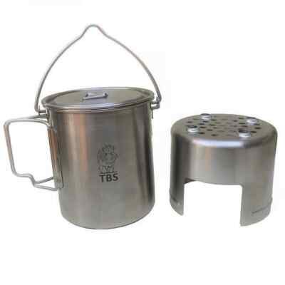 TBS 750ml Stainless Steel Billy Can Cup with Bail Handle & Lid + Stove ...