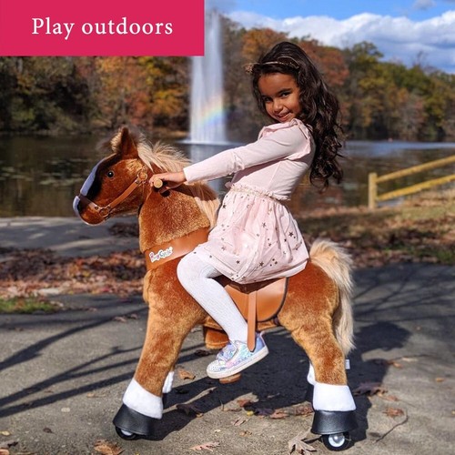 PonyCycle u324 Kids Manual Ride on Horse Small 3-5 Year Brown w/ White ...