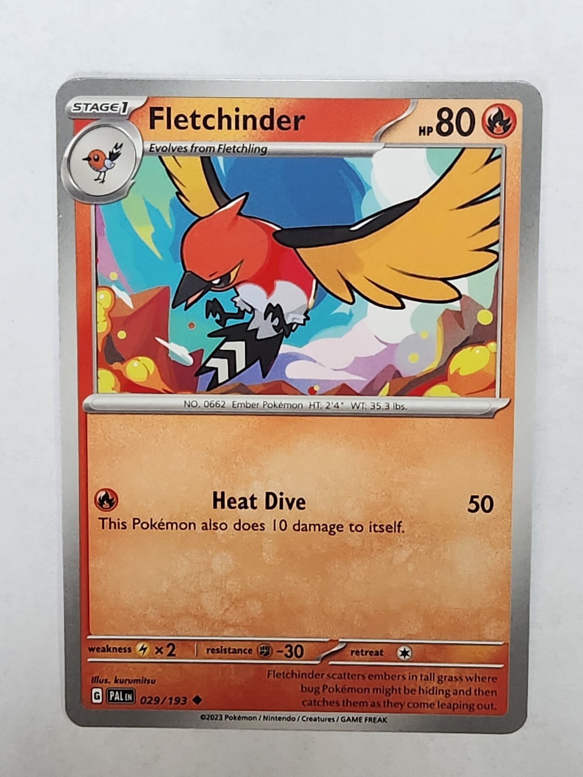 Fletchinder 029/193 Paldea Evolved Scarlet Violet Pokemon Card | eBay