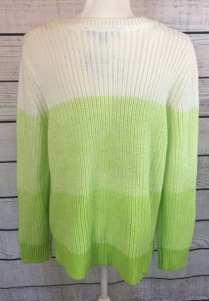 Apt. 9 Green White Multicolor Crew Neck Pullover Sweater Women’s Size ...
