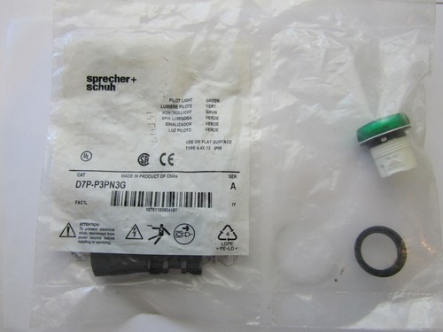 SPRECHER & SCHUH D7P-P3PN3G IND. PILOT LIGHT GREEN LED UNUSED SEALED ...