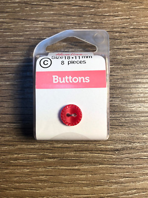 HB01318.17 Hemline Buttons - Pack of 8 - Watermelon Red - Round 2 Holes ...
