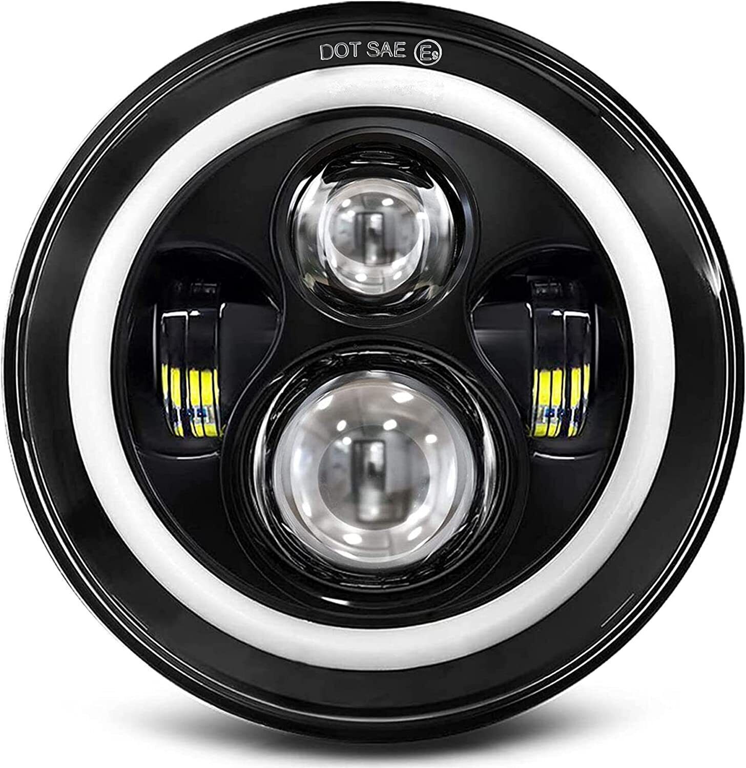 Pair 7" Inch Round LED Headlights Halo Angel Eyes DRL for Chevy Truck ...