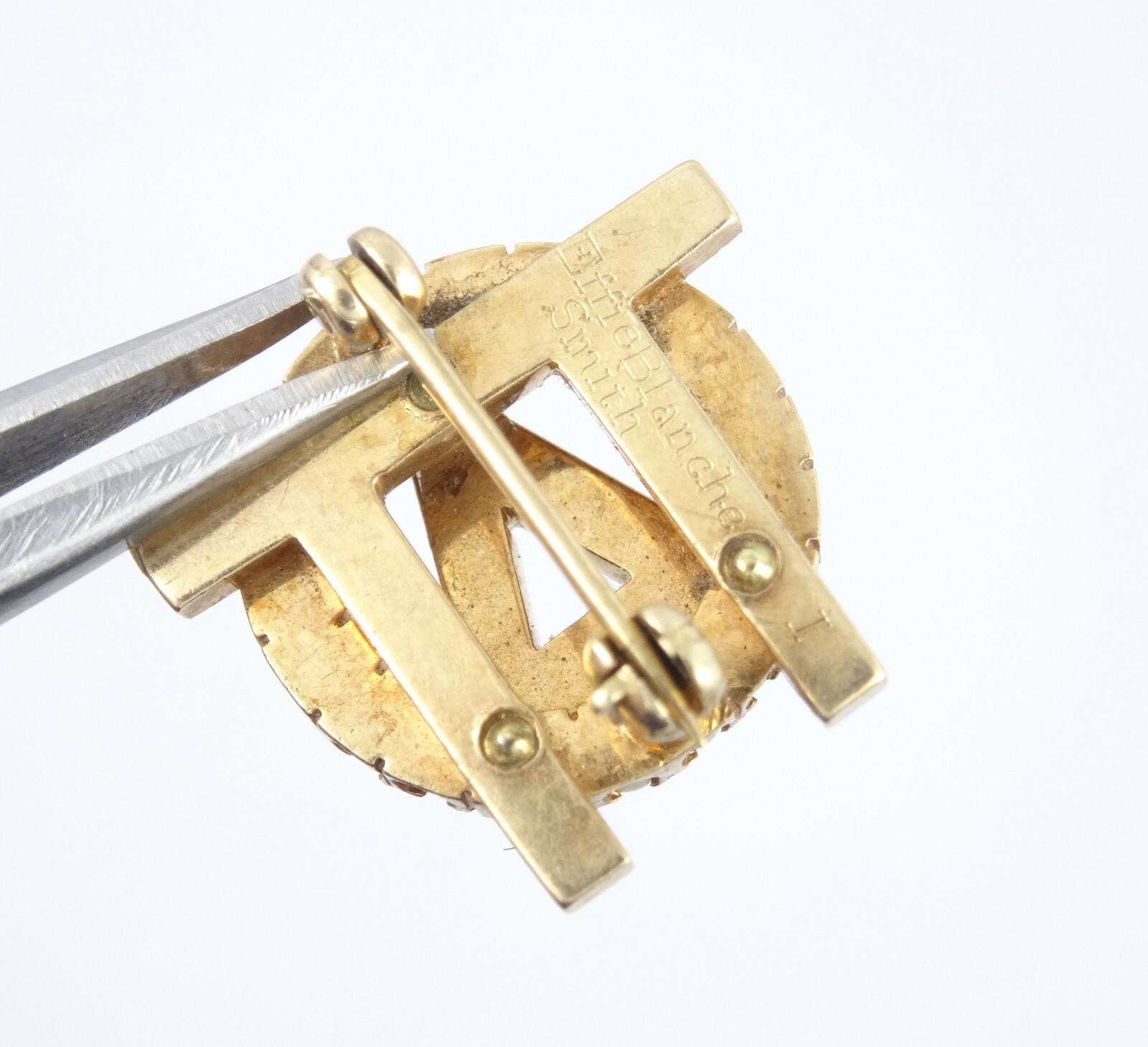 SOLID 14K GOLD ALPHA OMICRON PI SORORITY RUBY & PEARLS PIN BADGE ~ 5/8 ...