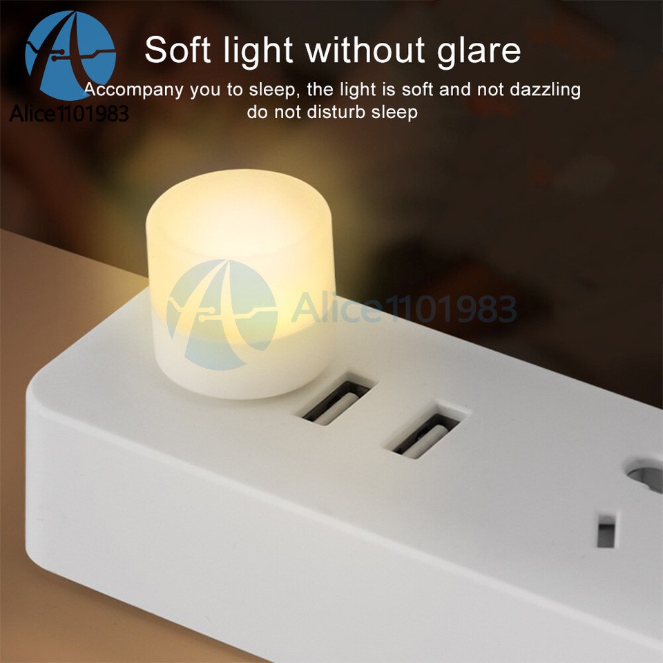 1x USB Mini LED Night Light Portable Small Round Lamp Mobile Light Bulb ...