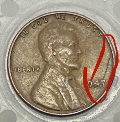 Error Coin 1947 Lincoln Cent Wheat Penny Lamination Planchet Crack ...