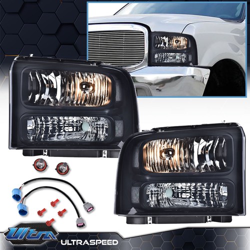 Smoke/Black Conversion Headlights L+R Fit For 99-04 Ford Super Duty ...