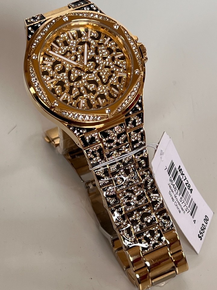 Michael Kors MK7284 Lennox Animal Pavé Gold-Tone Womens Watch BNWT Gift ...