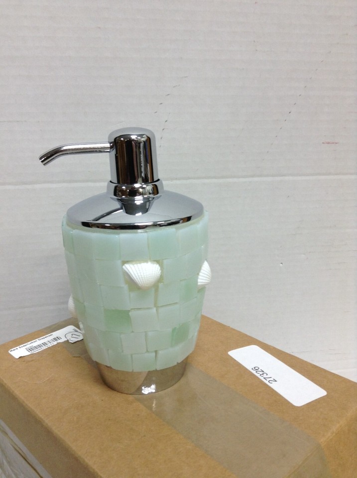 Frontgate Aria Cut Sea Glass Shells Soap Lotion Dispenser Pump Bottle ...