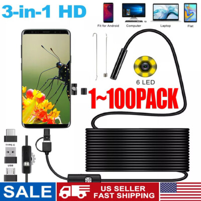 6LED USB Snake Endoscope Borescope HD Inspection Camera For Android ...