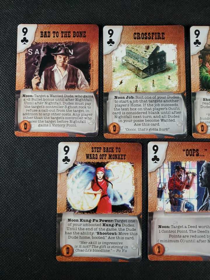 Deadlands Doomtown Boot Hill CCG Card Game Card Lot 9 Nine's Club's ...
