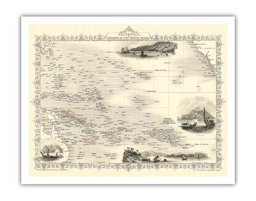 Map of Polynesia Islands In The Pacific Ocean - Vintage Map by J ...