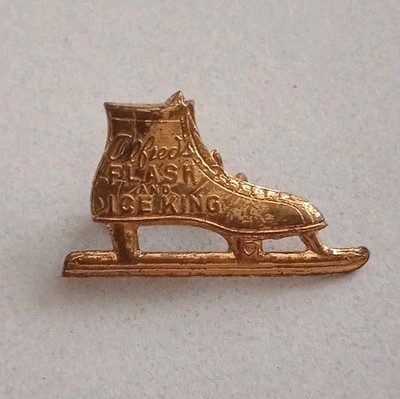 Antique Alfred's Flash And Ice King Goldtone Ice Skate Pin Uncommon HTF ...
