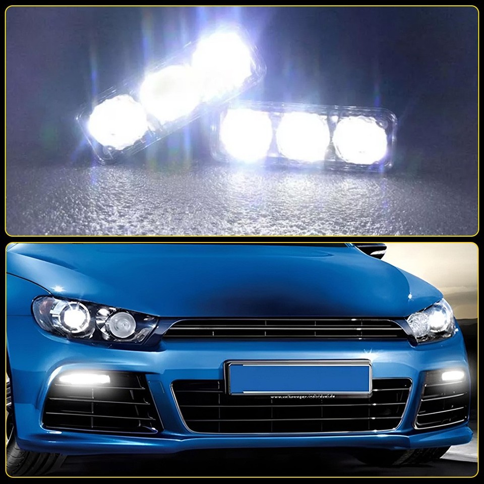 Universal LED White Car DRL Daytime Running Lights 2x 3.5" Fog Lamps ...