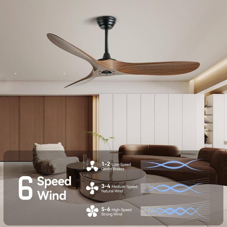 Yardreeze 60" Smart Indoor/Outdoor Brown Fan Low Noise Reversible DC ...