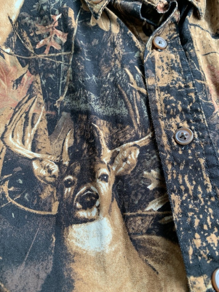 MAGELLAN Men’s Sportswear Hunting Shirt Deer Buck Outdoors Button Up Sz ...