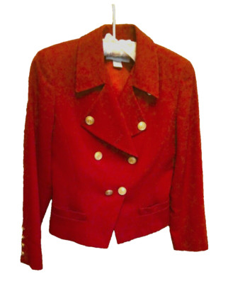 Vtg.70s, 80s Liz Claiborne Red Dbl. Breasted Bomber Jacket Sz. Petite 2 ...