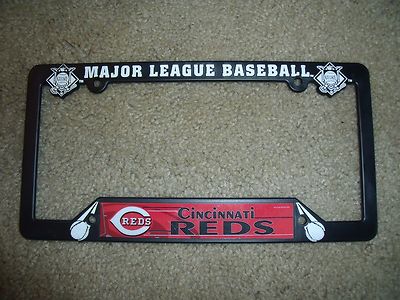 LICENSE PLATE FRAME Plastic CINCINNATI REDS MLB Baseball New Cool Black ...