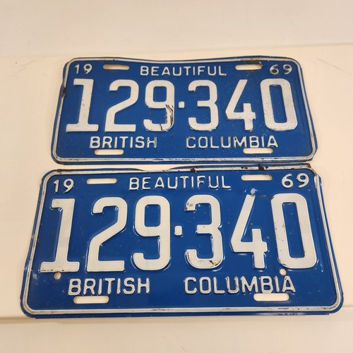 British Columbia License Plates 1969 Matching Pair 129 340 Expired ...