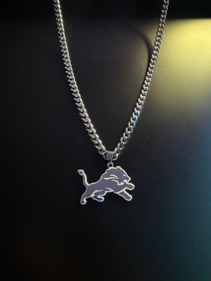 Detroit Lions Chain Necklace - NFL - Football - Silver Plated - 22 ...