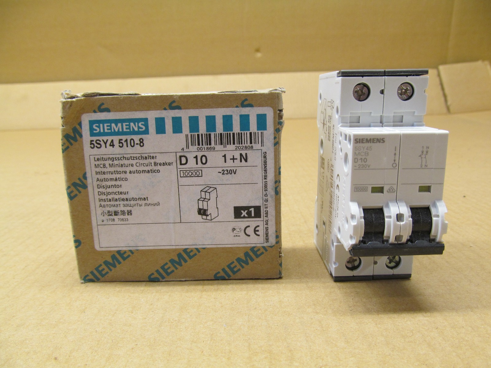 NIB SIEMENS 5SY4-510-8 5SY4510-8 MCB 1P 8A CURVE C CIRCUIT BREAKER (15 ...