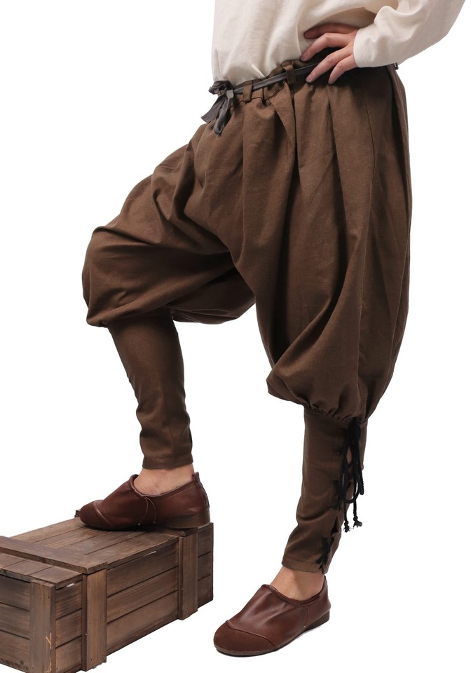 Medieval Renaissance Ankle Banded Pants for Men Linen Viking Pirate ...