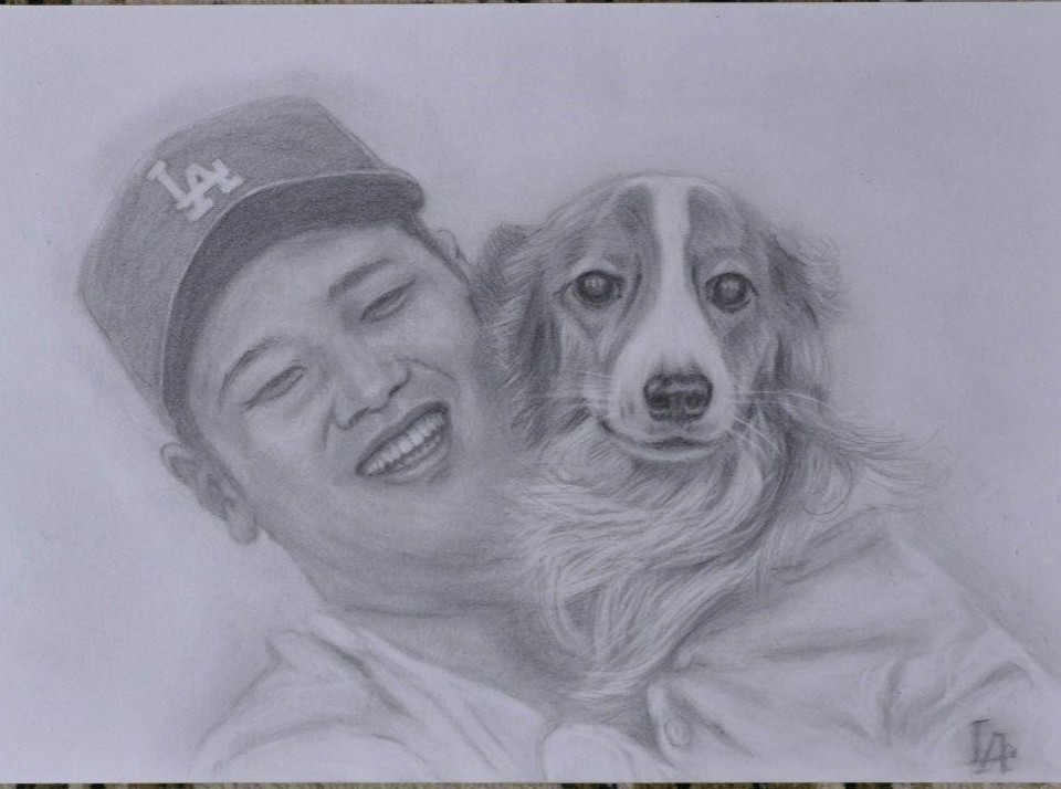 Otani Decopene Pencil Drawing A4 Hand-drawn Art Dog Theme Used | eBay