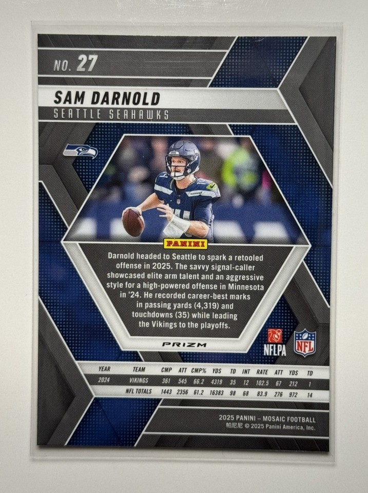 2025 Panini Mosaic Football Sam Darnold #27 Green Prizm- Seattle ...