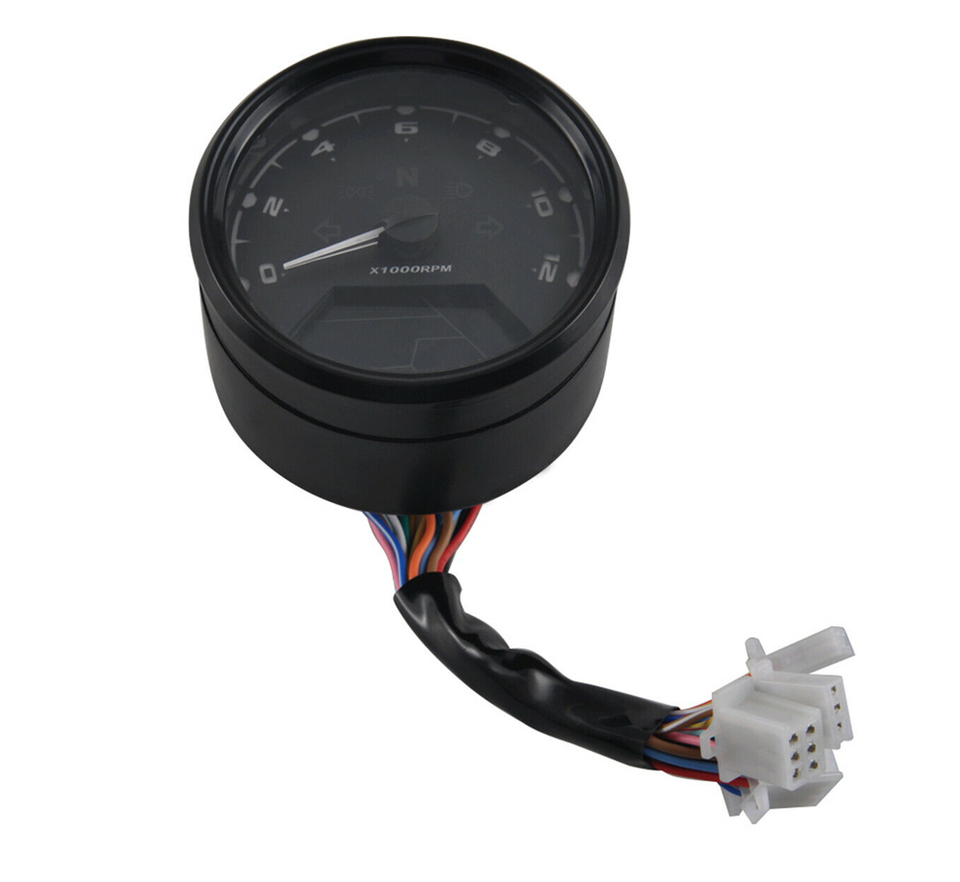 Universal Motorcycle Odometer Speedometer Tachometer 12000RPM LCD ...