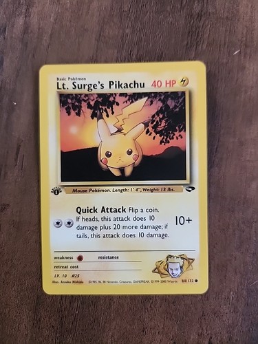 Lt Surge's Pikachu 84/132 - 1ST EDITION - Gym Challenge Pokemon Card | eBay