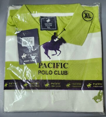PACIFIC POLO CLUB Men's Short Sleeves Stripes Polo Shirt 55% Cotton 45% ...