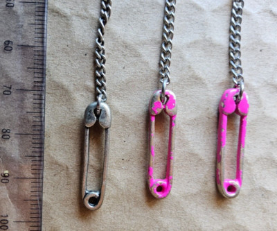 Punk/ Emo 3 Safety Pin Charms on Small Chains. Pre owned | eBay