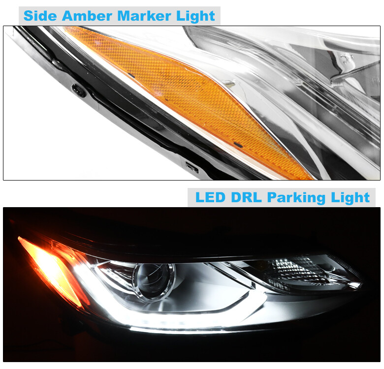 For 16-18 Chevy Cruze LED Tube Chrome Projector Headlights Headlamp w ...