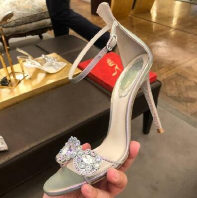 Noble High Heels Sandals Women's Rhinestones Cocktail Shoes Simple Lady ...