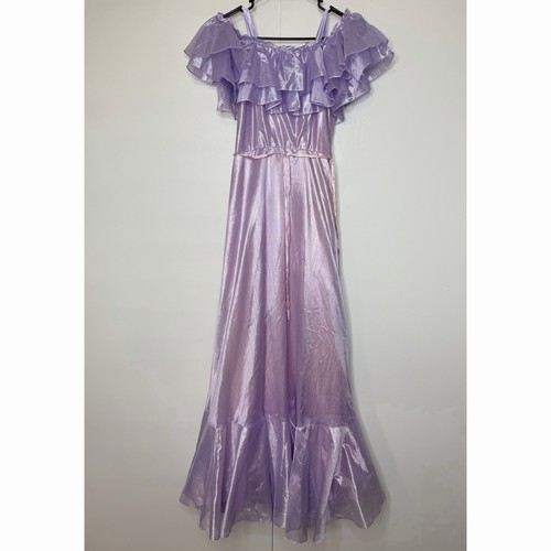 Vintage 70s Off Shoulder Dress Prom Formal JCPenney Fashion Purple ...