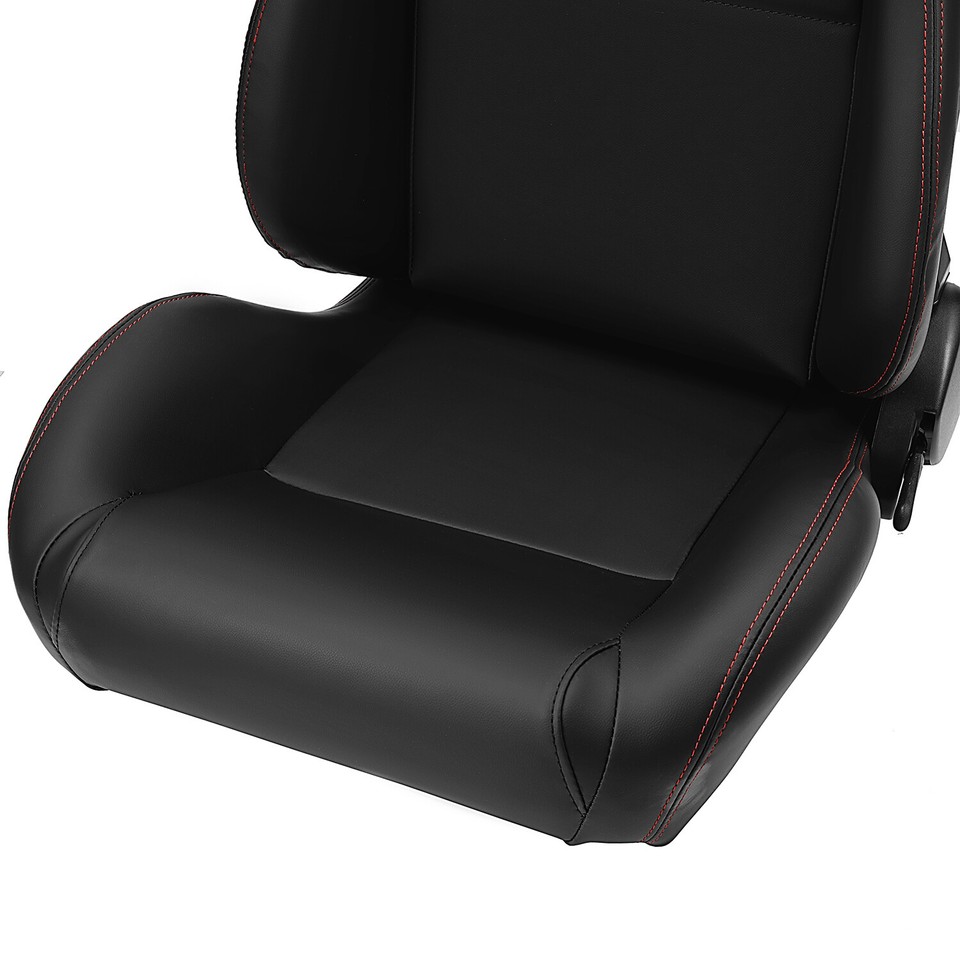 Universal 1 Pair Black OBS Style Seats Reclinable PVC Leather Car Seats ...