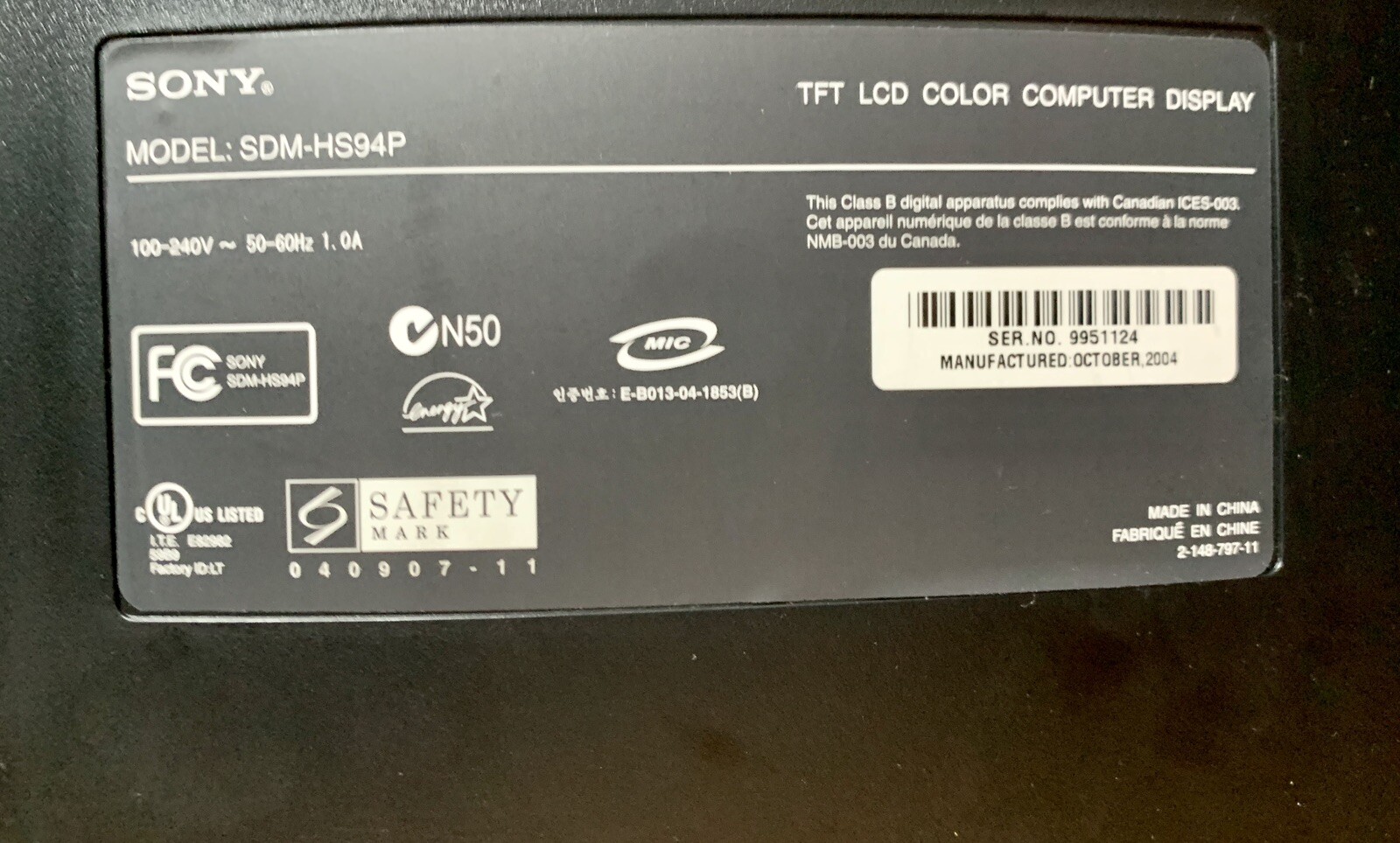 Sony SDM-HS94P LCD Monitor for sale online | eBay