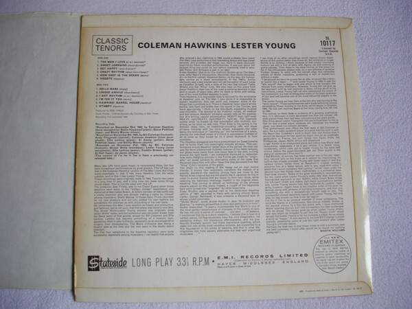 Coleman Hawkins / Lester Young - Classic Tenors (LP, Comp, Mono) | eBay