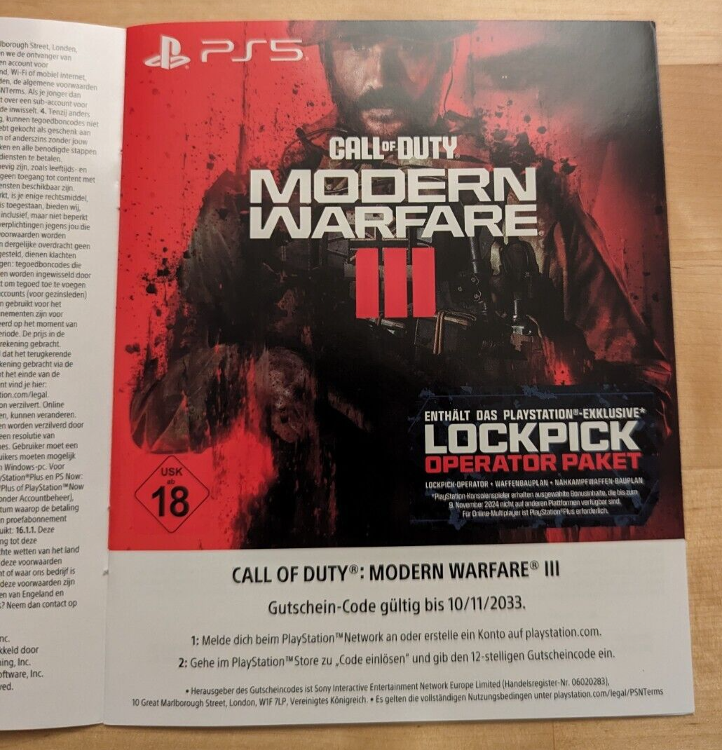 Call of Duty Modern Warfare III MW3 PS5 Download Code & Lockpick ...