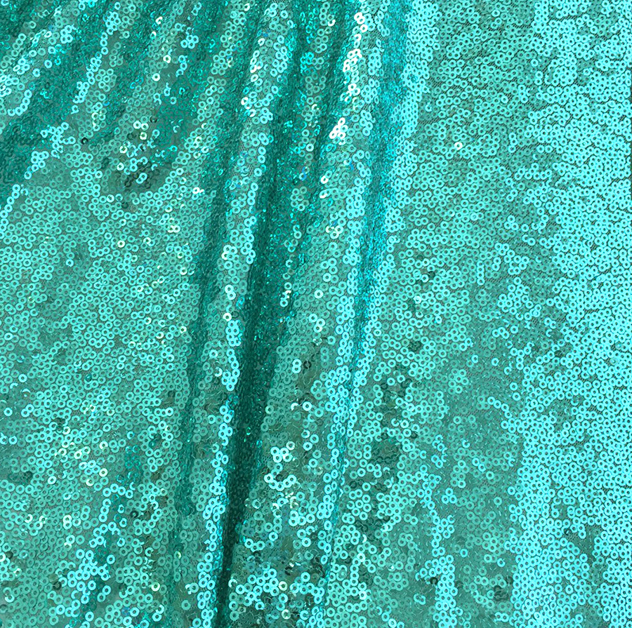 Turquoise Sequin Fabric on Mesh, Aqua Blue Sequin Fabric Party Deco by ...
