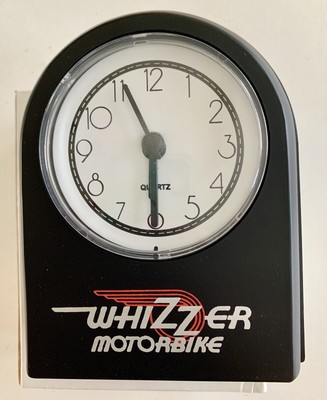 NEW WHIZZER MOTORBIKE 4 3/4"H 3 1/2” W 1 1/4”D LOGO CLOCK VINTAGE GIFT ...