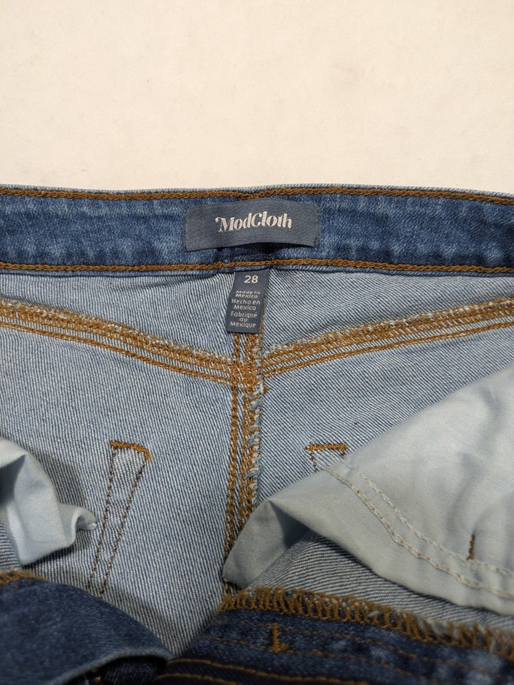 Modcloth High Rise Blue Jean Shorts Cactus Embroidery Western Women's ...