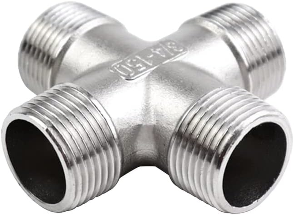 Cross 1/2 Male NPT Cast Pipe Fitting 4 Way Coupling Stainless Steel ...