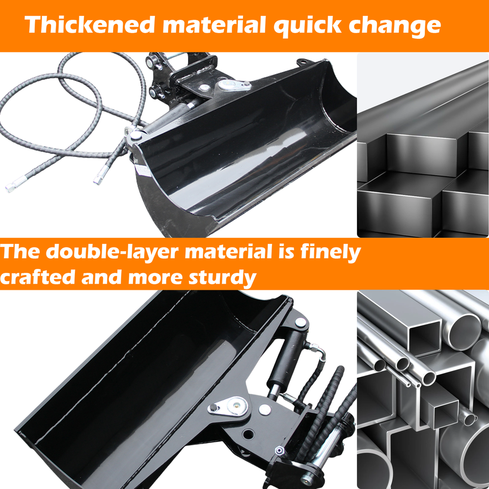 31.5in Tilting Bucket with Pins Hoses for Mini Excavator 800mm Tilting ...