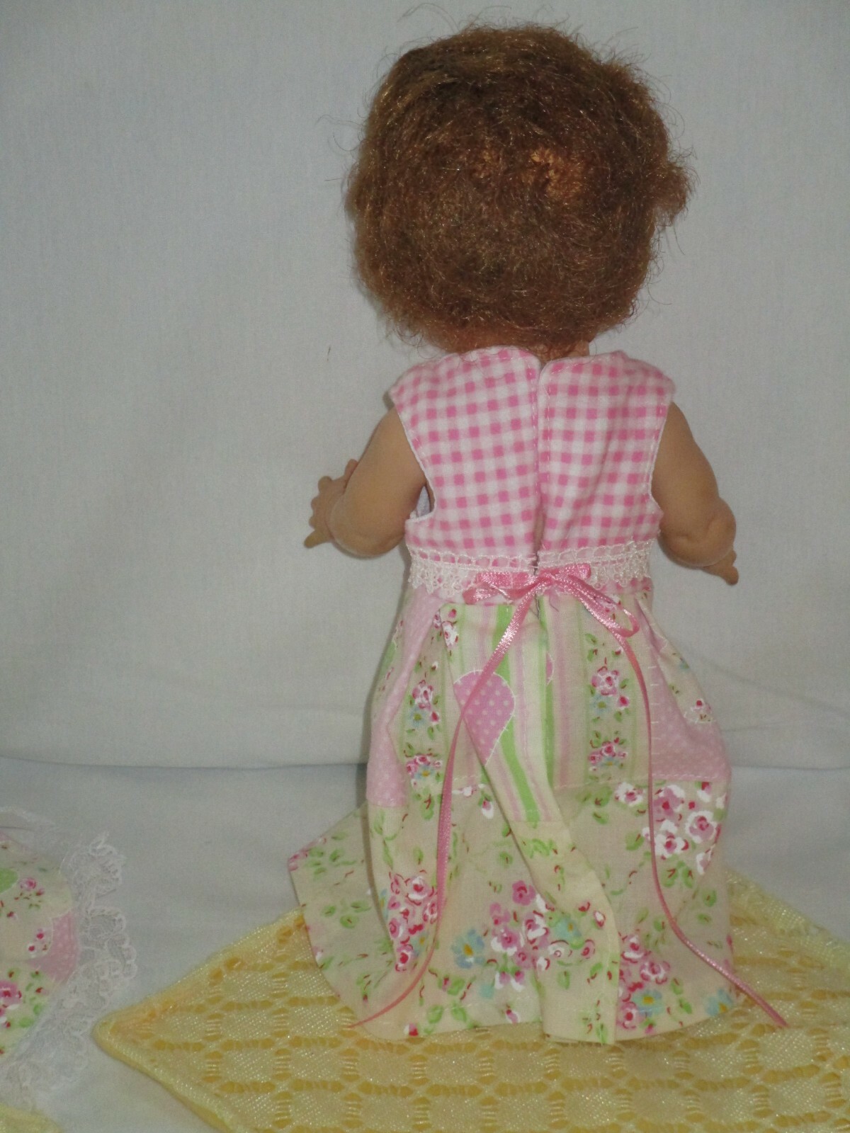 Adorable 11 " Tiny Tears NO Doll Clothing Lot Dress Yellow Pink Bib ...